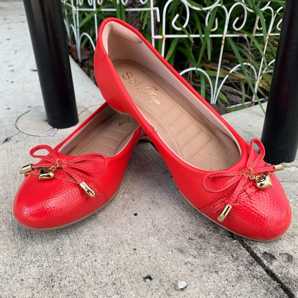Soft Step | Shoes | Comfy Round Toe Flat With Small Heel In Red | Poshmark